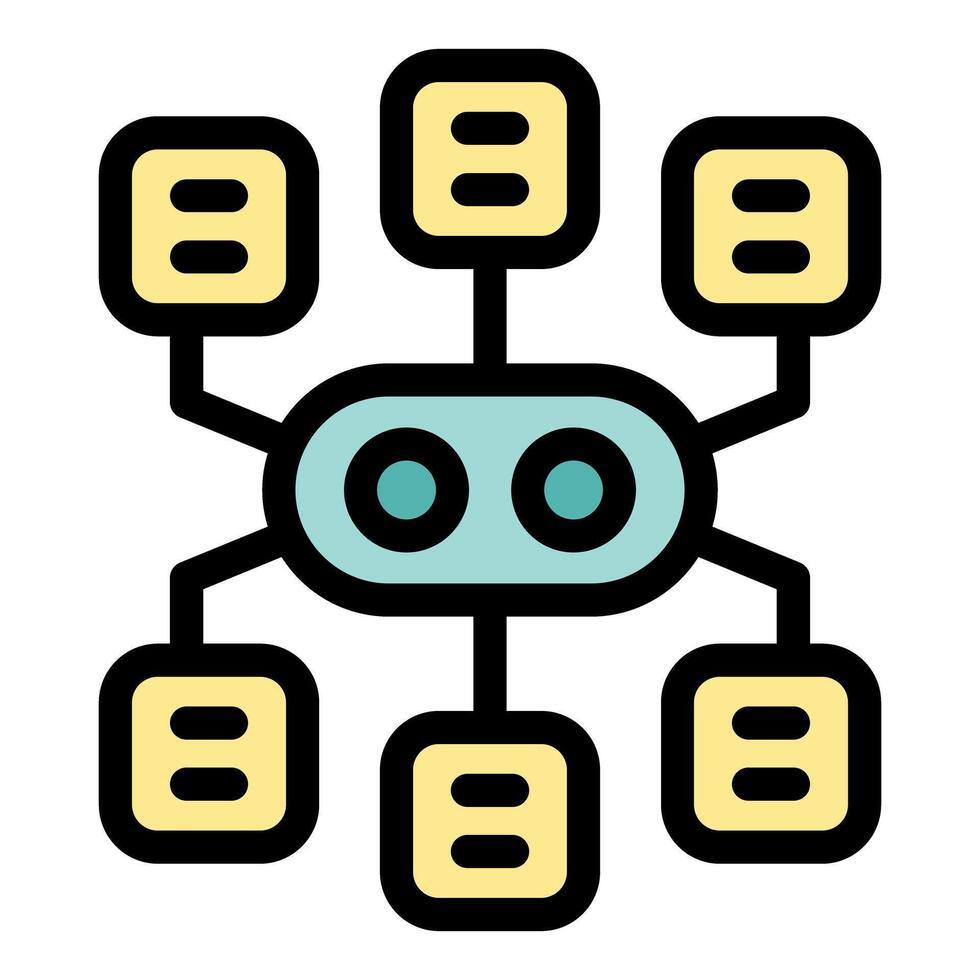 Ai core connecting multiple data servers icon vector illustration ...