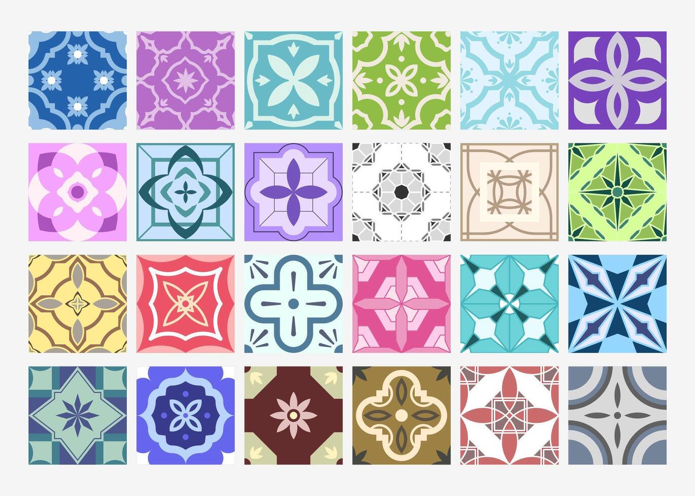 Collection of color seamless geometric mosaic tile patterns. Decorative ... Collection of color seamless geometric mosaic tile patterns. Decorative ...