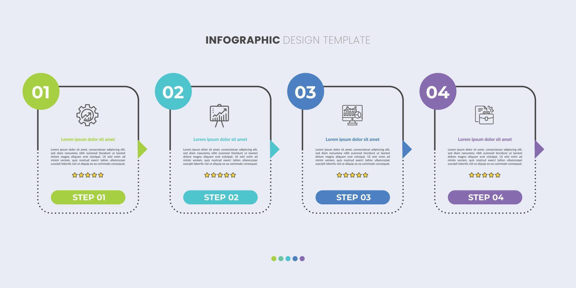4 Step Infographic label design template with Rating design. Process ...