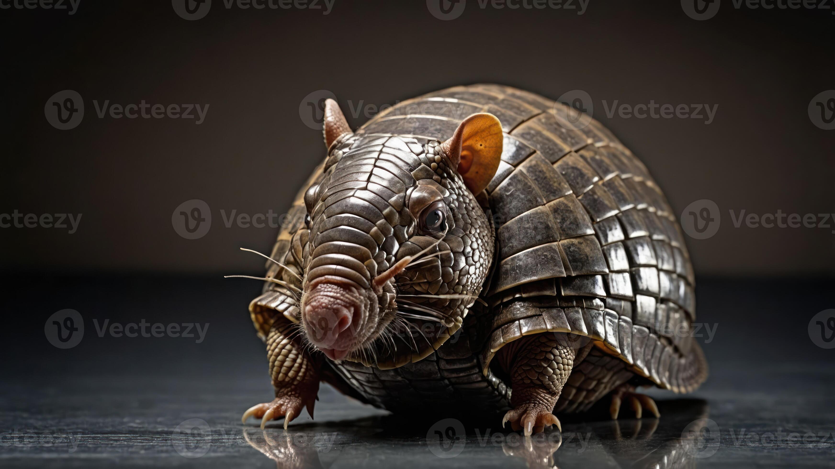 A close-up of an armadillo showcasing its armored shell and distinct features. 52118897 Stock ...