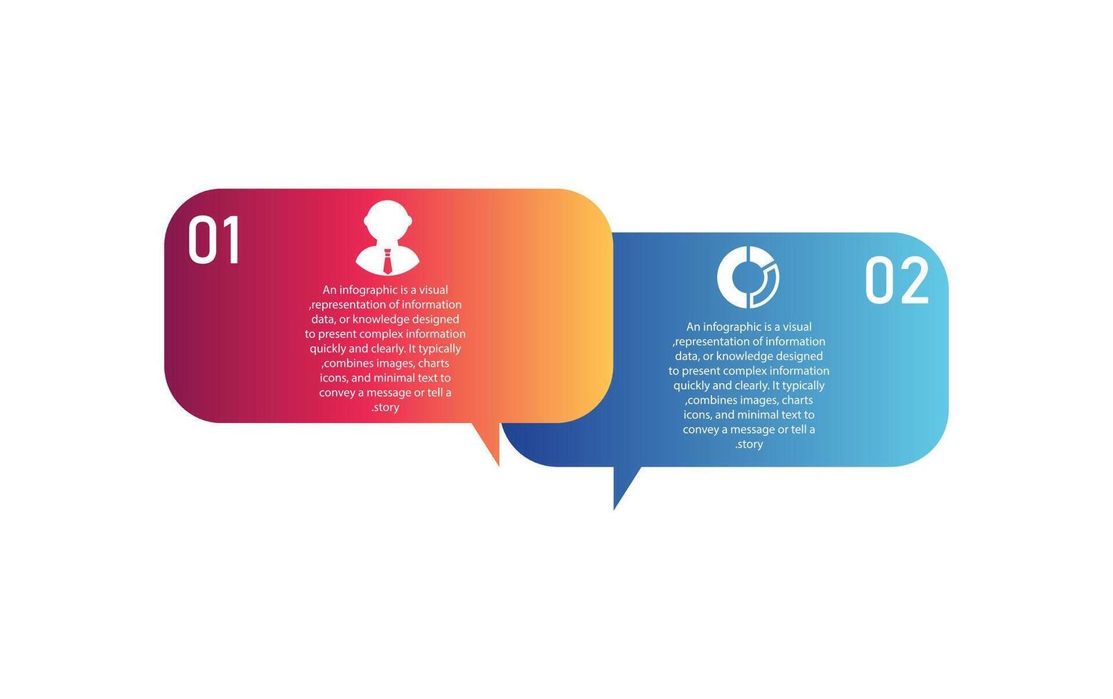 Simple Minimal 2 step messages style infographics Design with icon ...