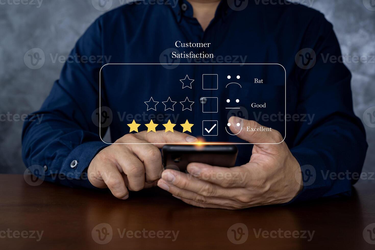User give rating to service experience on online application, Customer review satisfaction ...