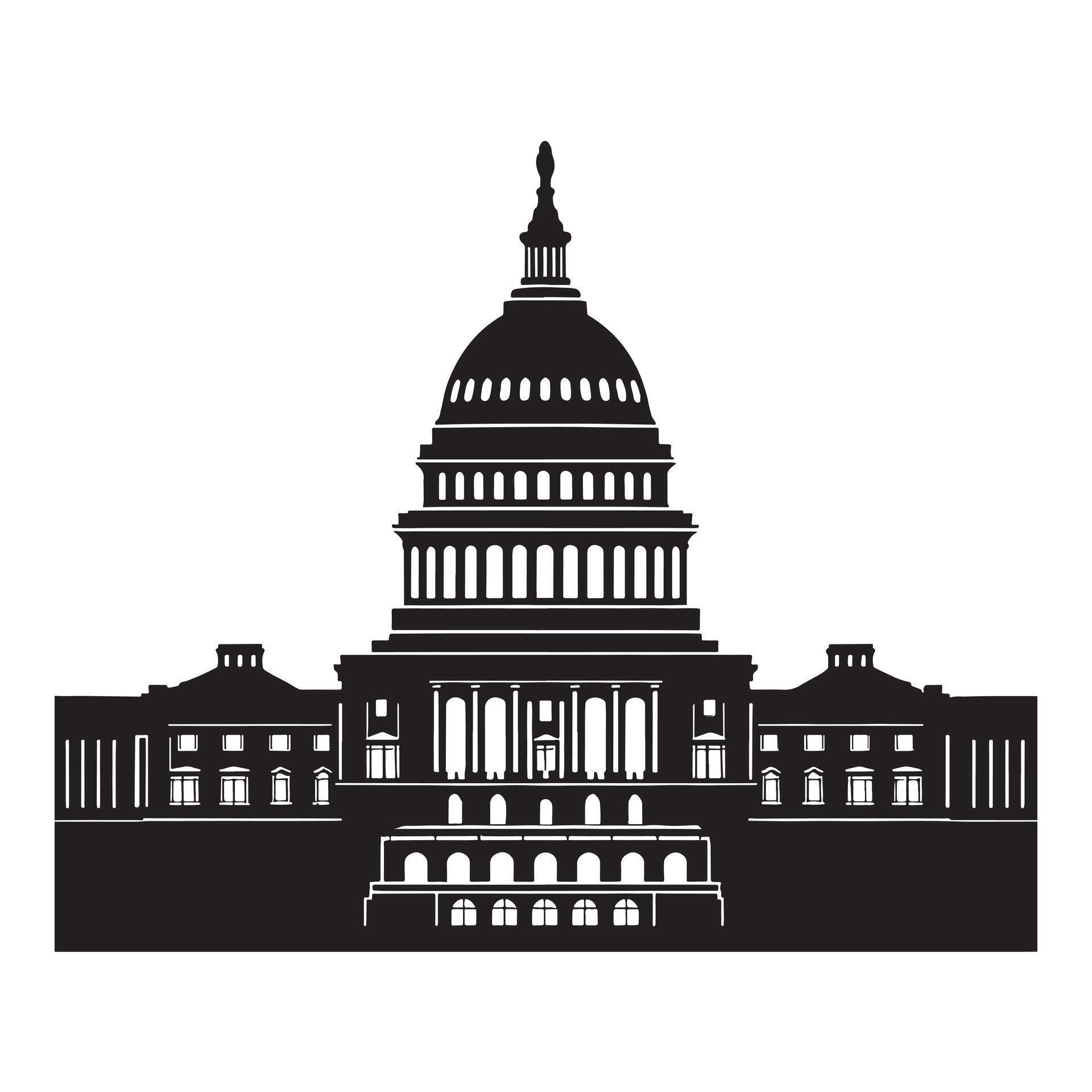 Washington Capitol building skyline silhouette on white background 52139411 Vector Art at Vecteezy