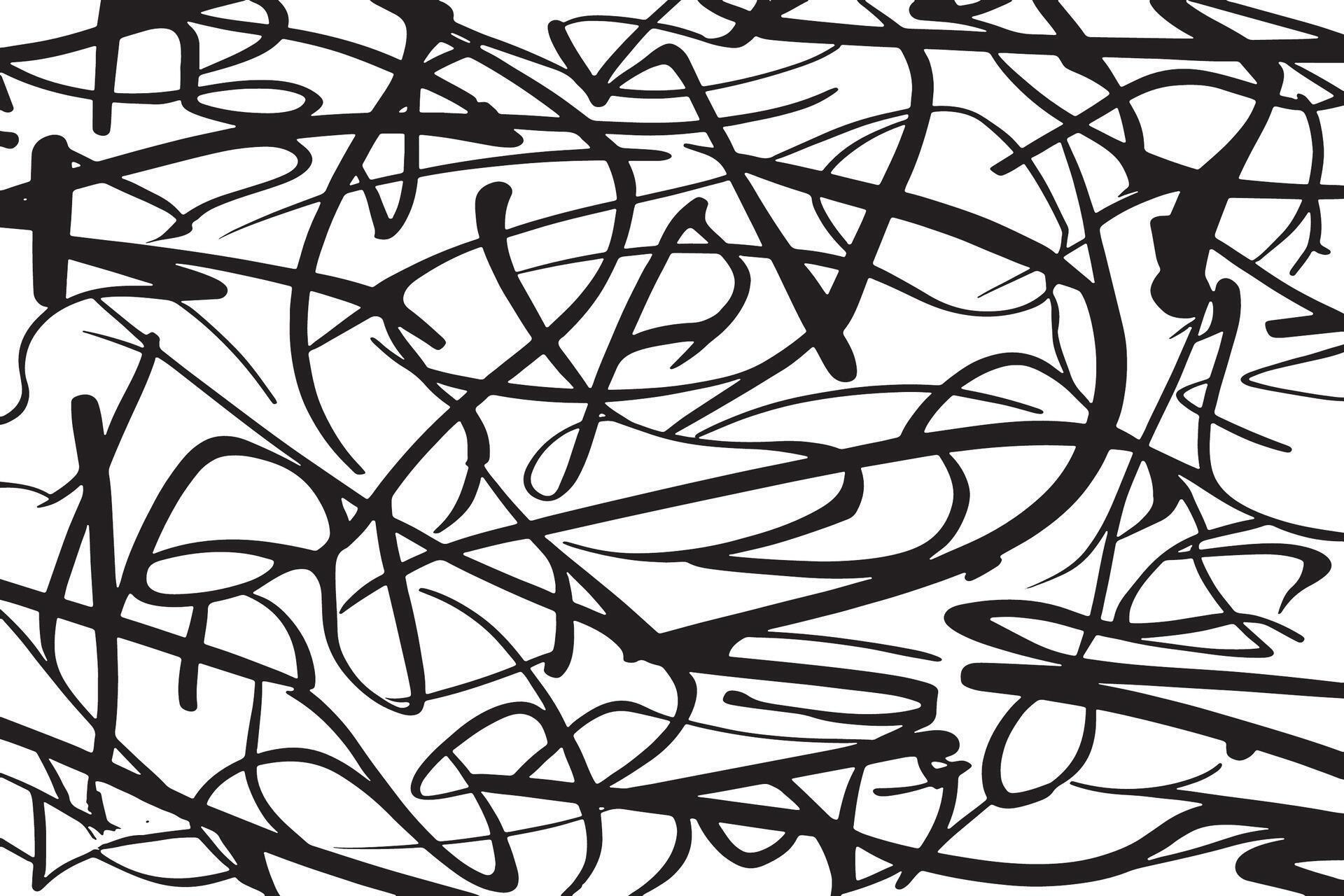 Complex Network of Random Black Lines on a Bright White Background for ...