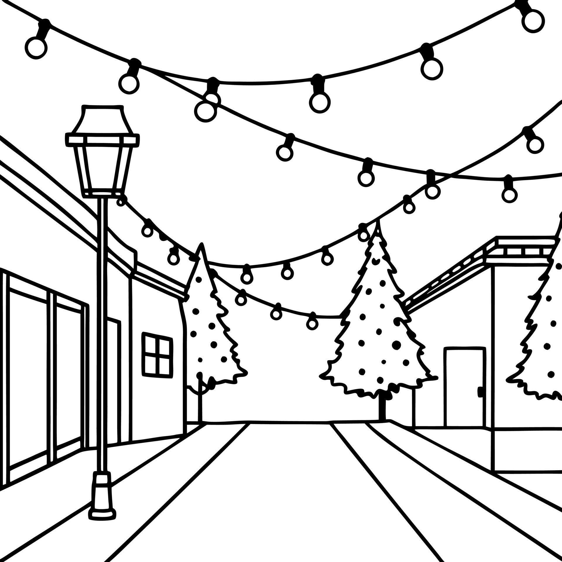 Christmas town coloring pages 52139873 Vector Art at Vecteezy