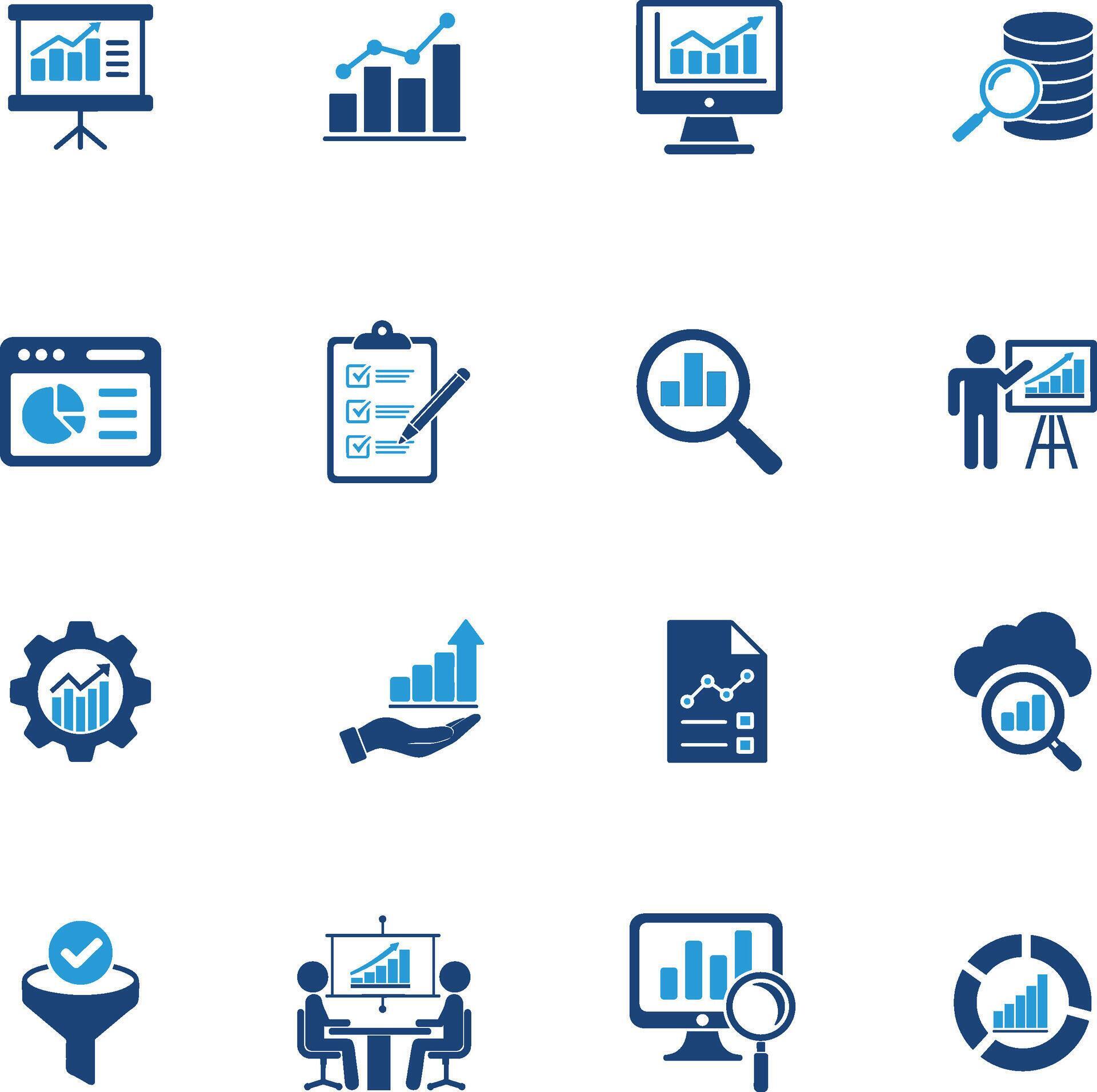 Data Analysis Solid Icons Set Data Analysis Including Charts Graphs
