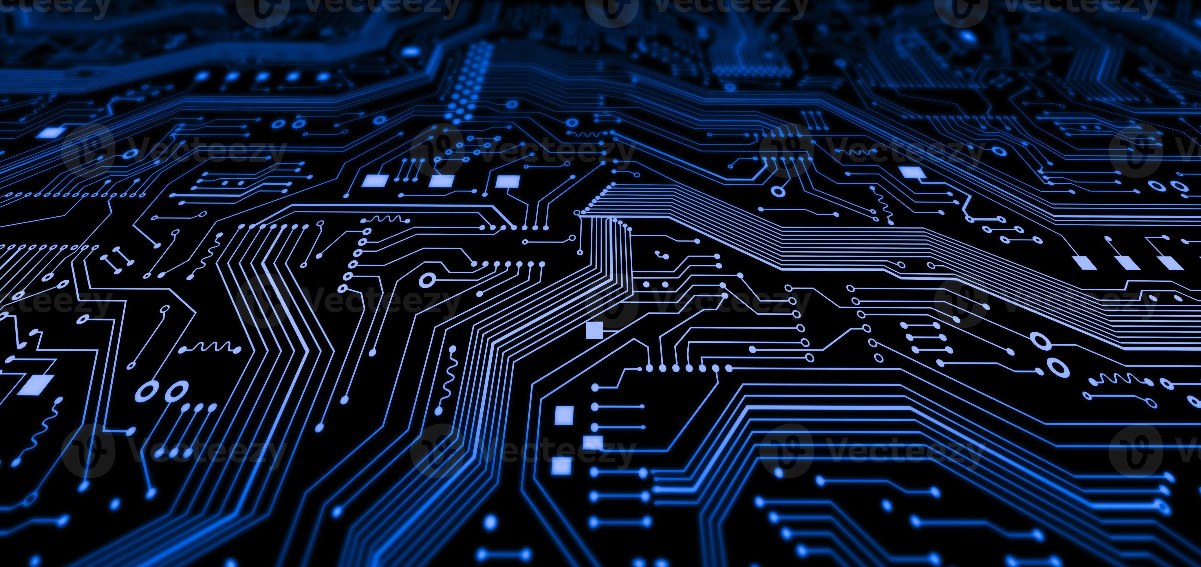 Technological Illustration With Blue Microcircuit Lines Close Up View Panorama 52154619 Stock