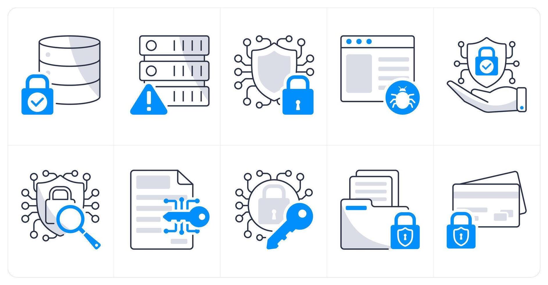 A set of 10 security icons as data security, server down, cyber security 52173074 Vector Art at ...
