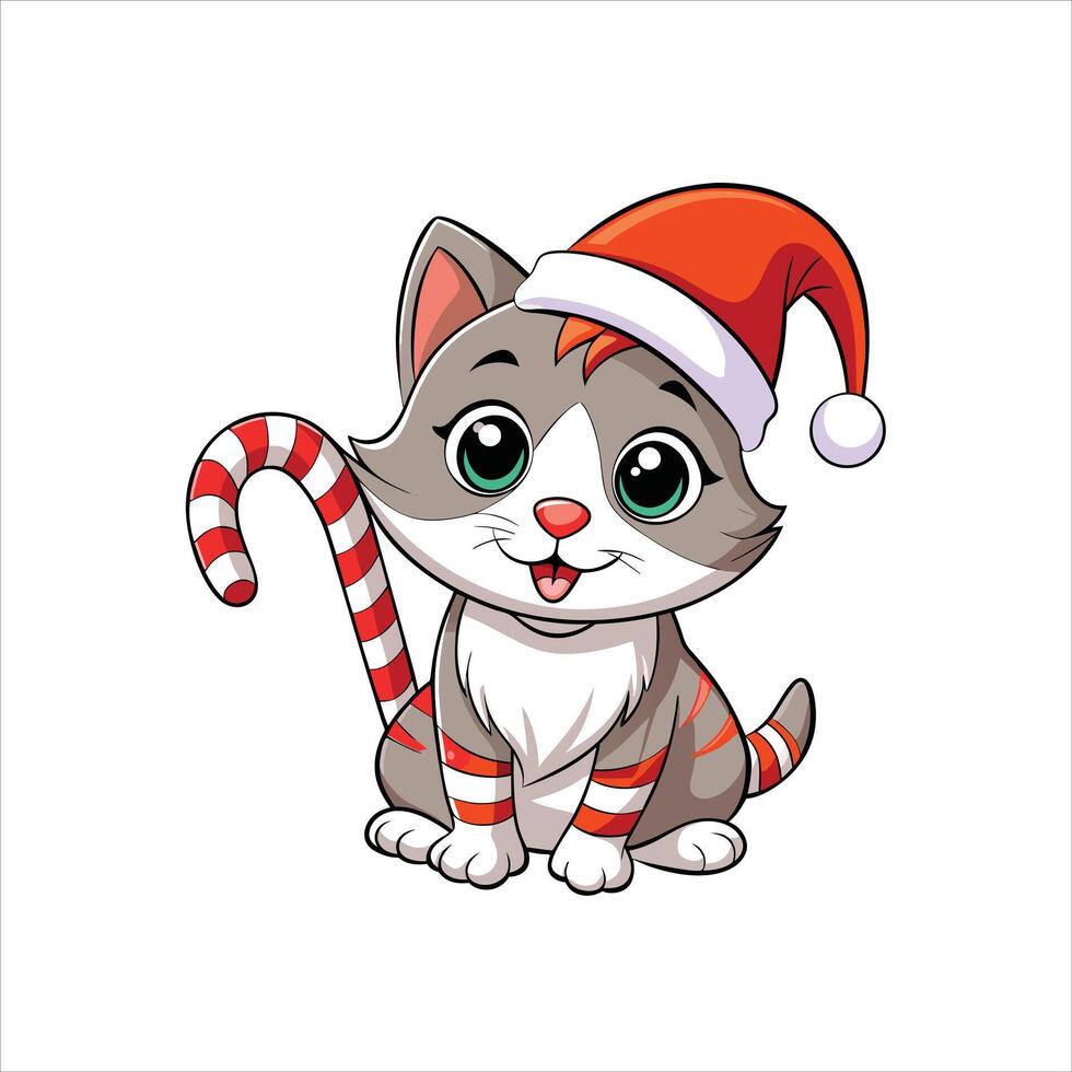 Festive Christmas cat with holiday decor elements, great for clipart ...