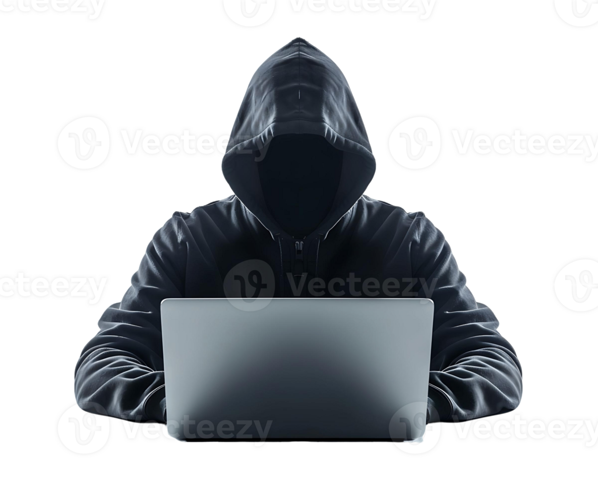 Hacker Working on Laptop Isolated on Transparent Background 52214139 PNG