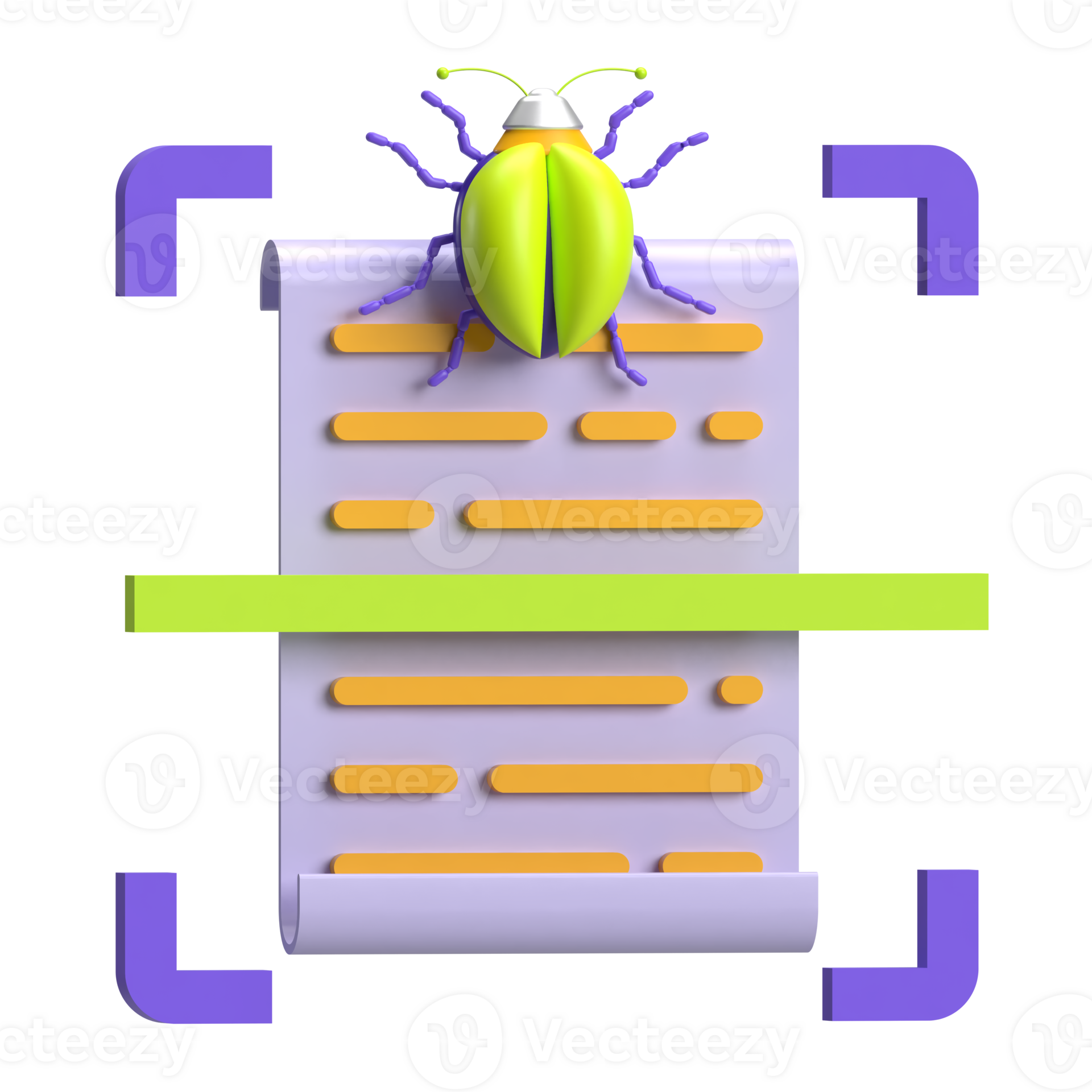 Malware Bug Scan 3D Icon 52214339 PNG