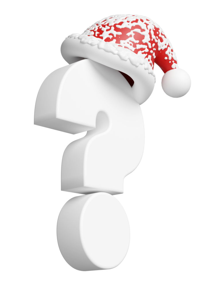3d white question mark symbol icon with santa claus hat, copy space ... 3d white question mark symbol icon with santa claus hat, copy space ...