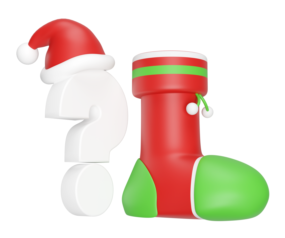 3d white question mark symbol icon with socks, santa claus hat isolated ... 3d white question mark symbol icon with socks, santa claus hat isolated ...