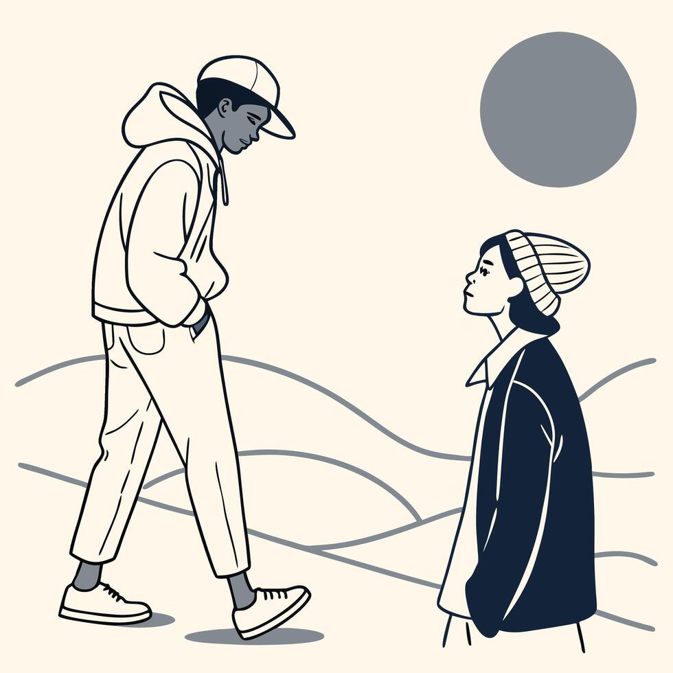 A drawing of two people standing next to each other 52225571 Vector Art ... A drawing of two people standing next to each other 52225571 Vector Art ...