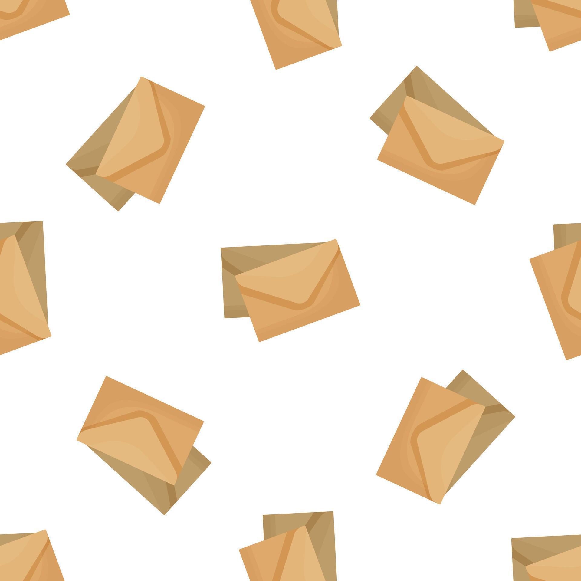 Seamless pattern with two kraft envelopes overlapping, sending mail and communication concept ...