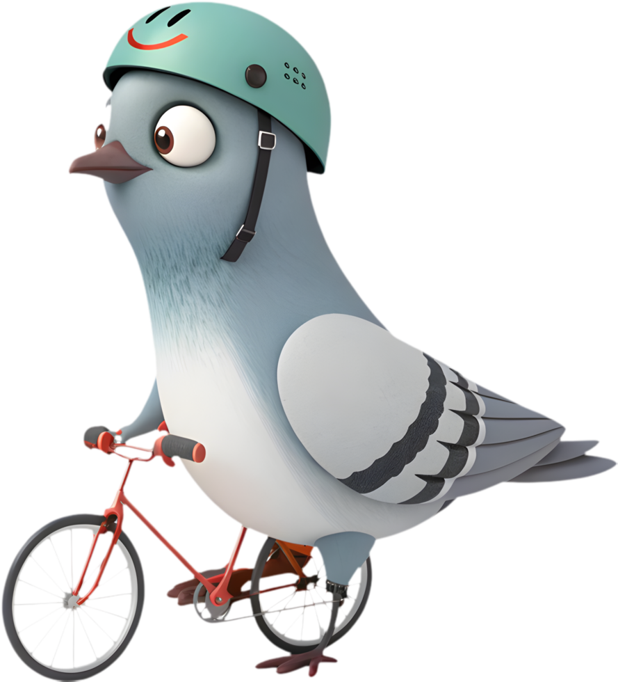 Cheerful Cartoon Pigeon on a Fun Bike Adventure. . 52243163 PNG