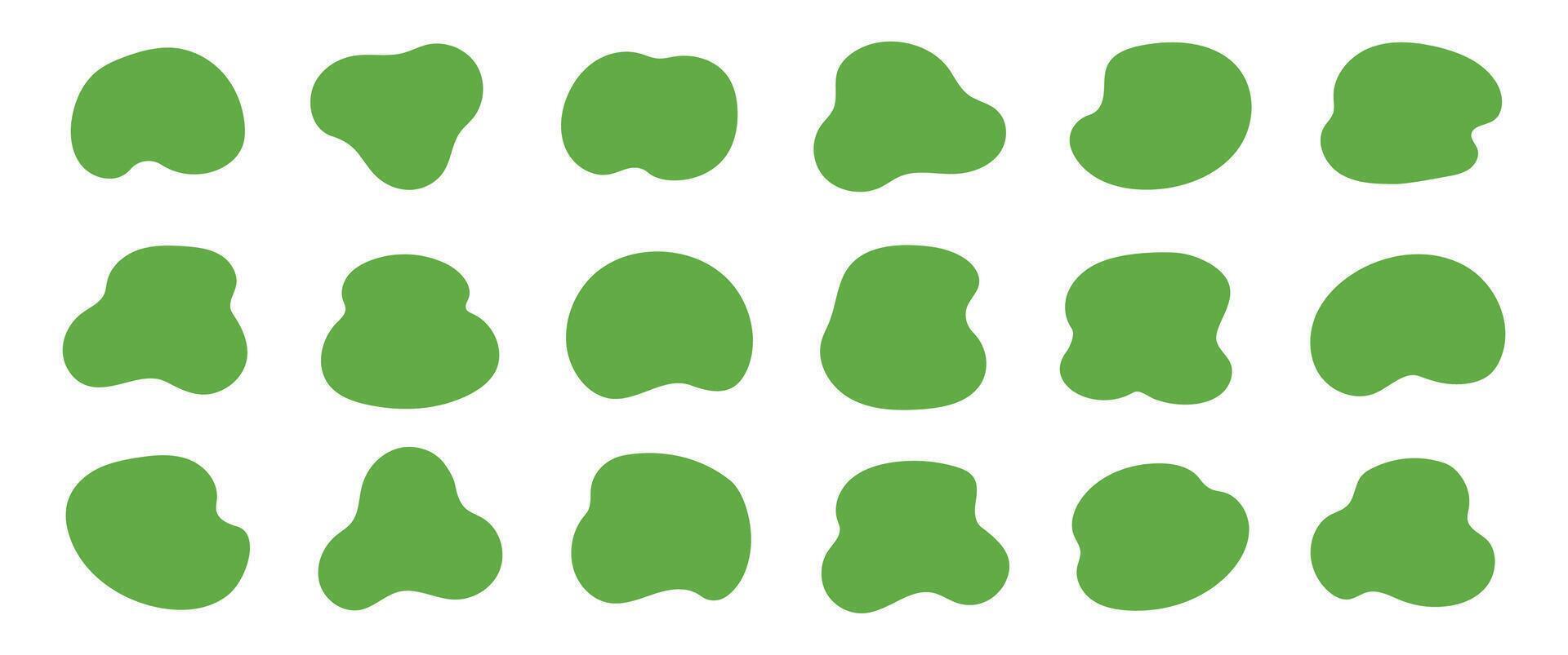 Organic Blob Shape Abstract Green Color Amoeba Irregular Fluid Element Set Simple Flat