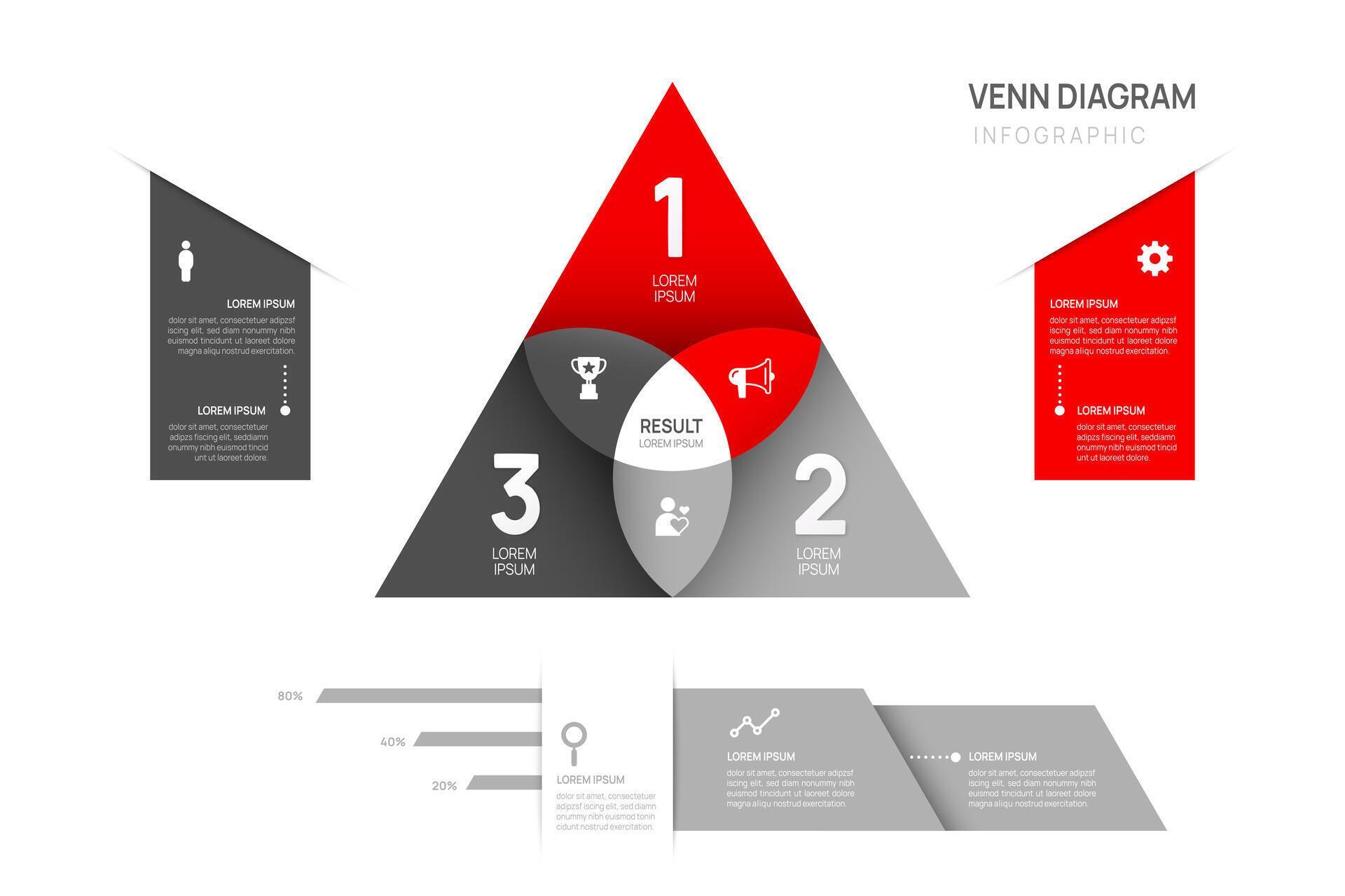 Infographic Venn diagram chart template for business 3 parts, options ...
