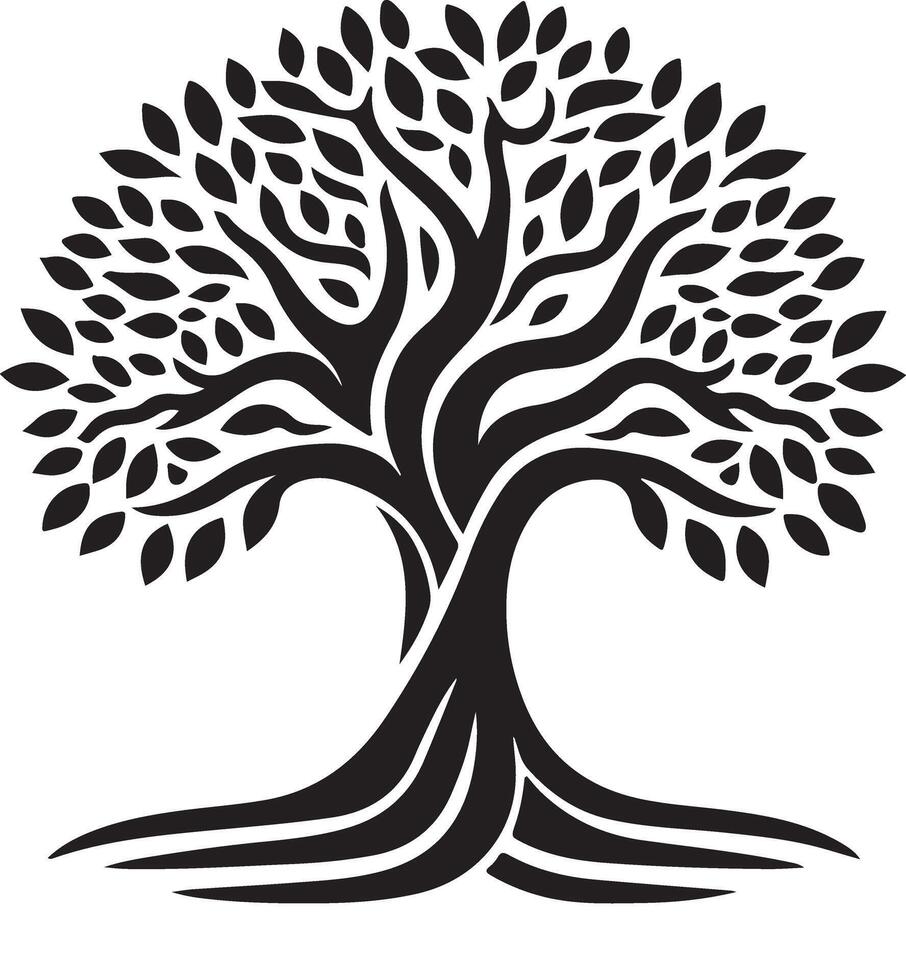 Simple Elegant Banyan Tree Silhouette Art 52263230 Vector Art at Vecteezy