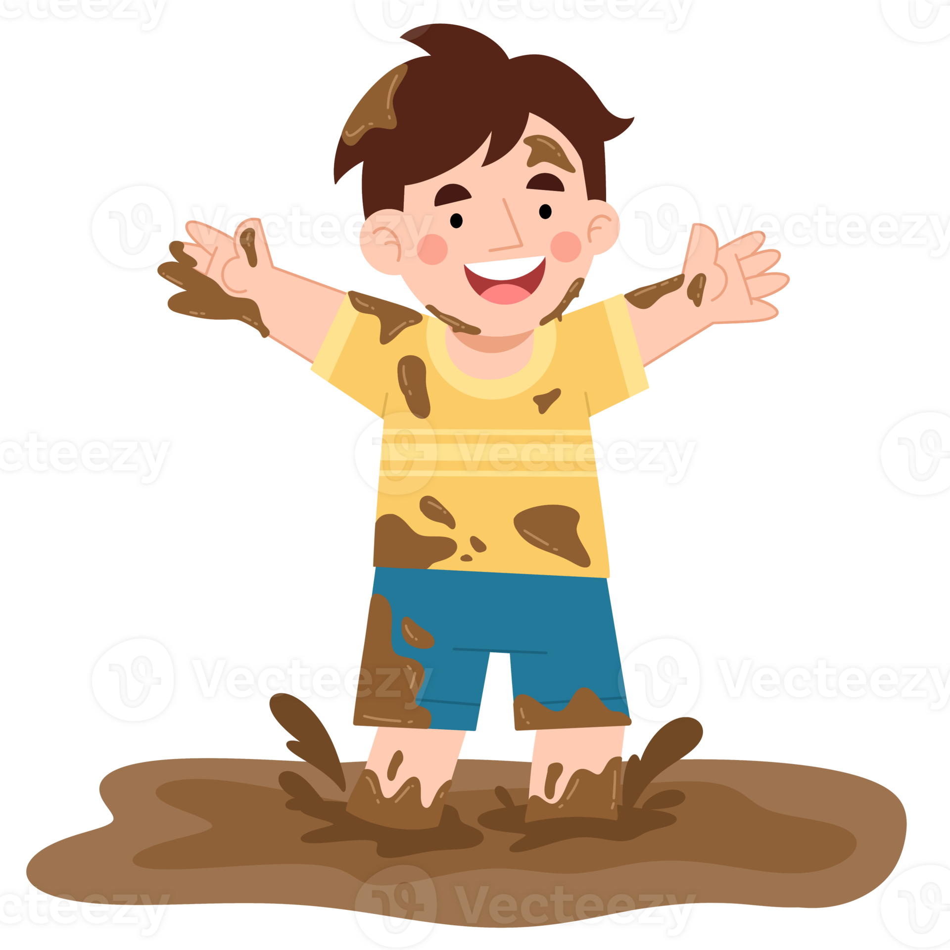 Illustration of a little boy playing in the mud 52293401 PNG