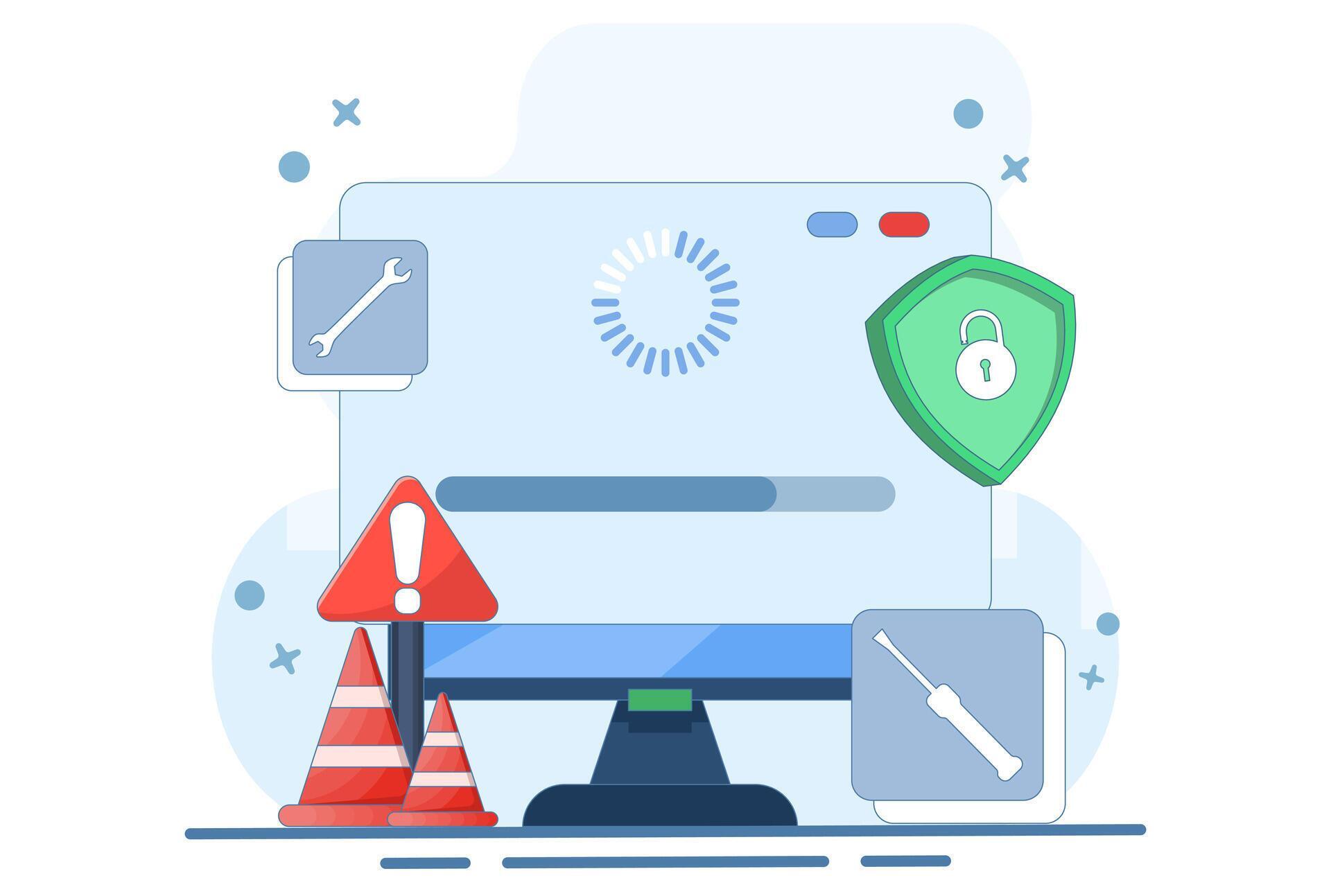 System maintenance concept, Error, Fixing problems, Device update ... System maintenance concept, Error, Fixing problems, Device update ...