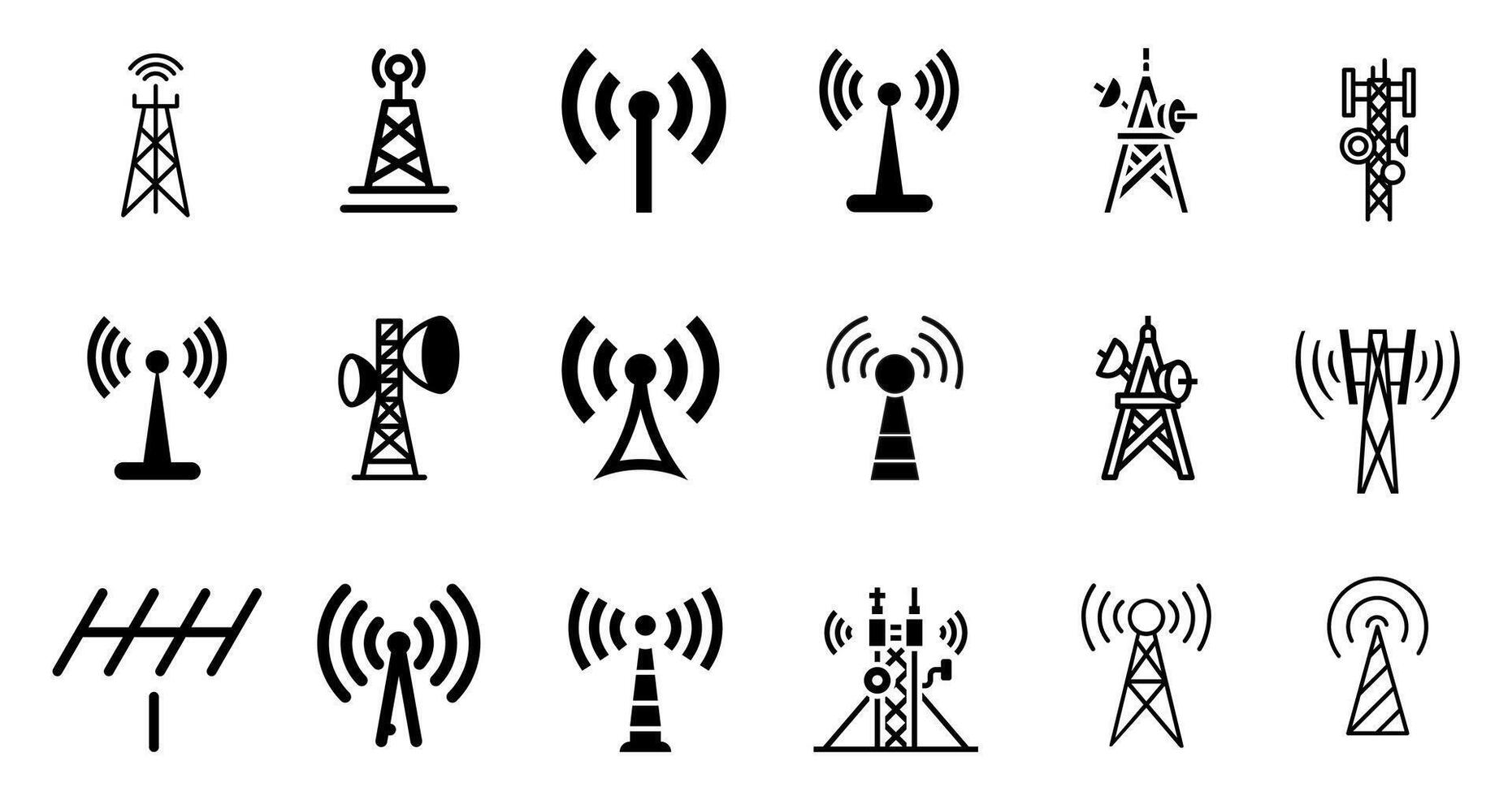 Radio tower with radio waves for broadcast transmission line art icon 52297587 Vector Art at ...