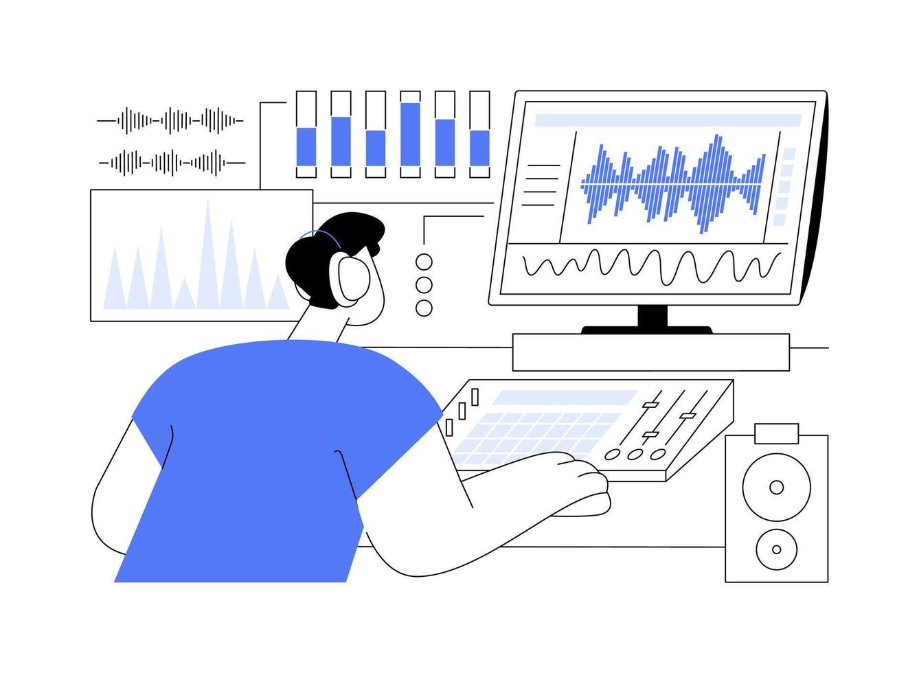 Sound Engineer Working Vector Art, Icons, and Graphics for Free Download