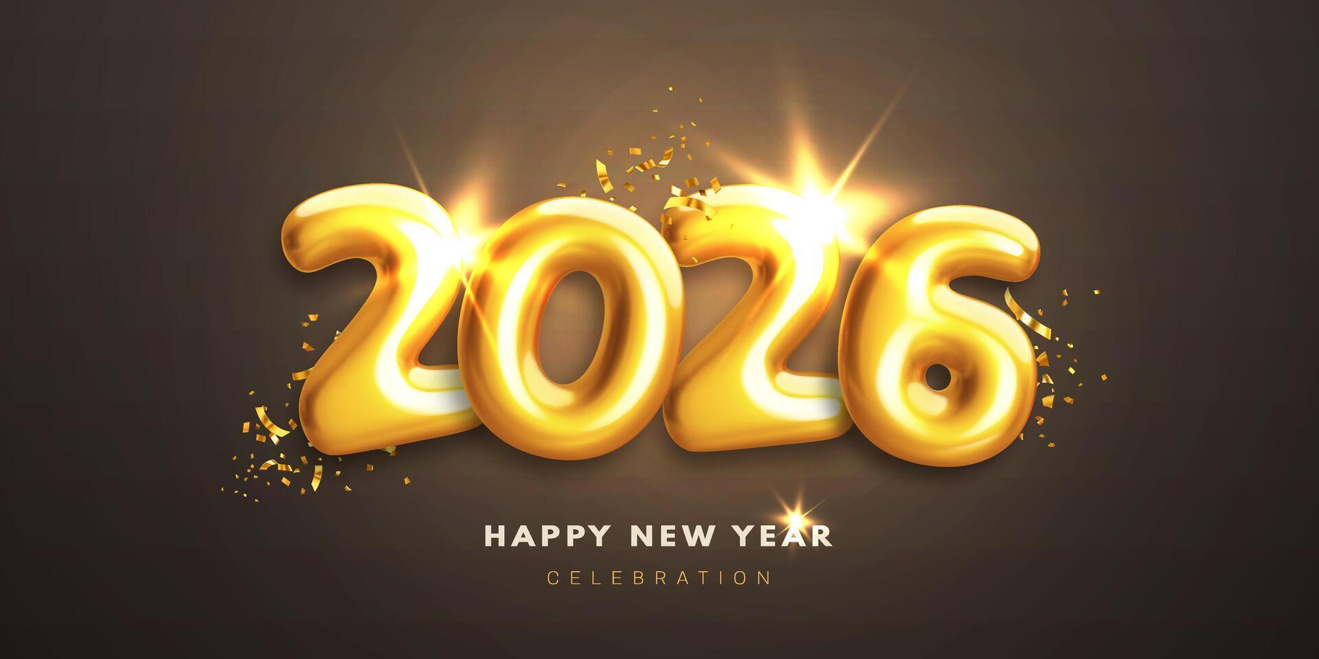 Happy New Year 2026 banner with 3d numbers 52299862 Vector Art at Vecteezy