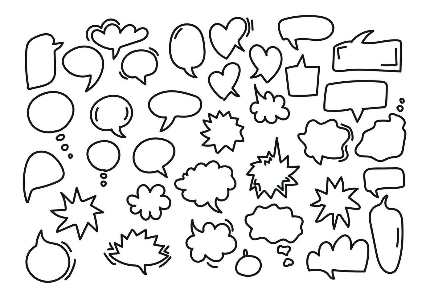 A versatile set of hand-drawn speech bubbles and thought bubbles in ...
