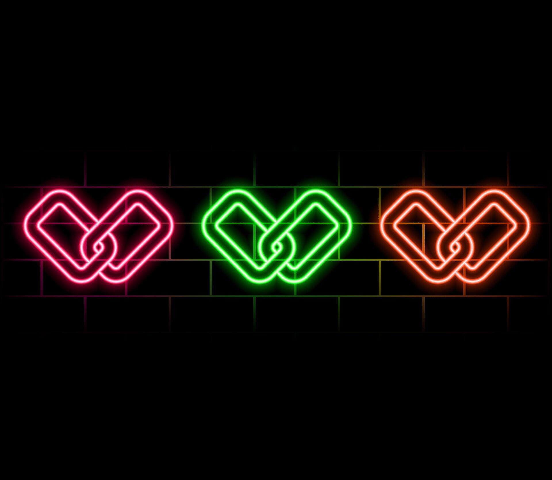 Link icon. Hyperlink chain symbol. Simple icon. Pink neon style on ...