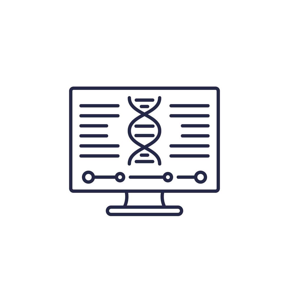 Bioinformatics Icon With Dna And Computer Line 52323317 Vector Art At