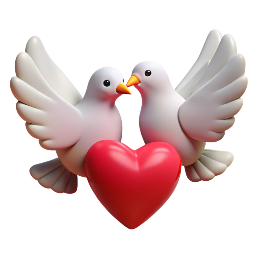 Heart with Two Doves Design for Weddings 52323386 PNG