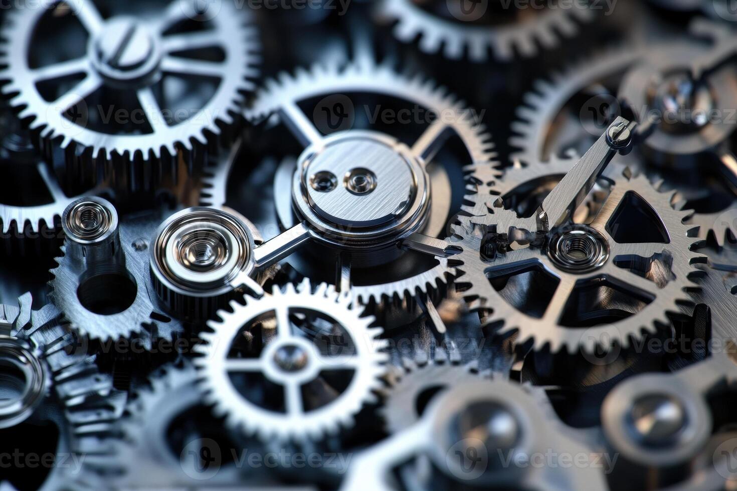 Interlocking metal gears rotating smoothly in complex mechanism 52326446 Stock Photo at Vecteezy