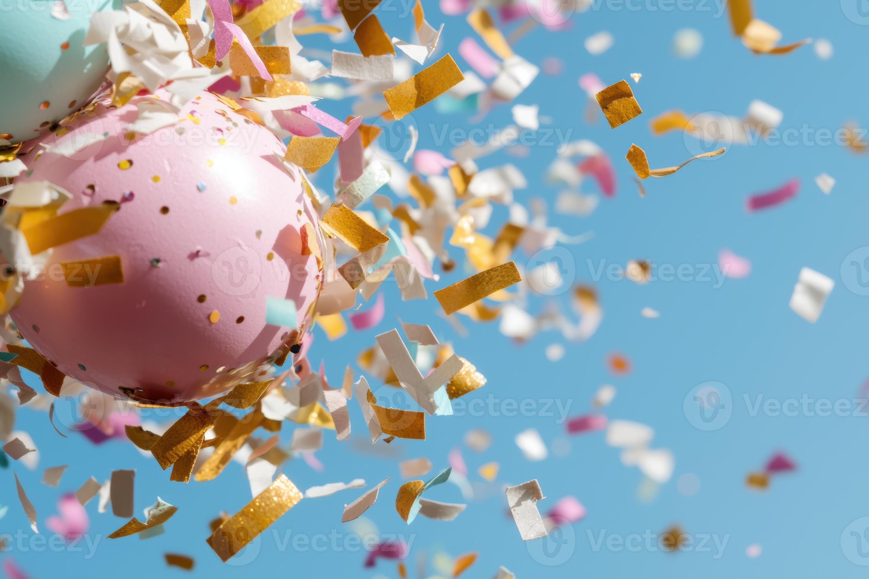 Colorful confetti explosion on blue background 52337332 Stock Photo at Vecteezy