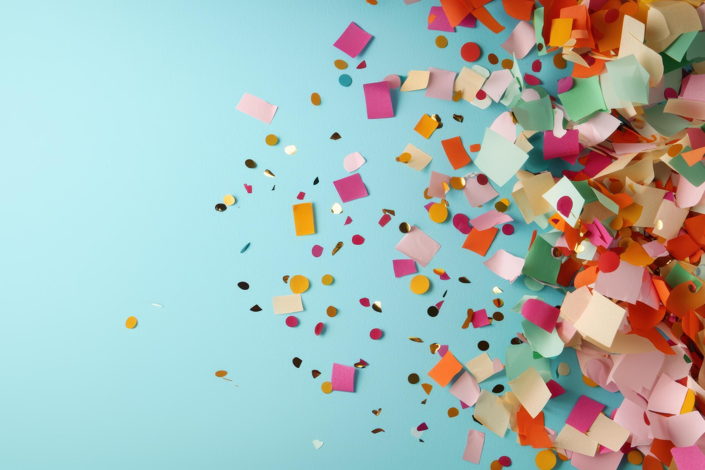 Colorful confetti explosion on turquoise background 52338142 Stock Photo at Vecteezy