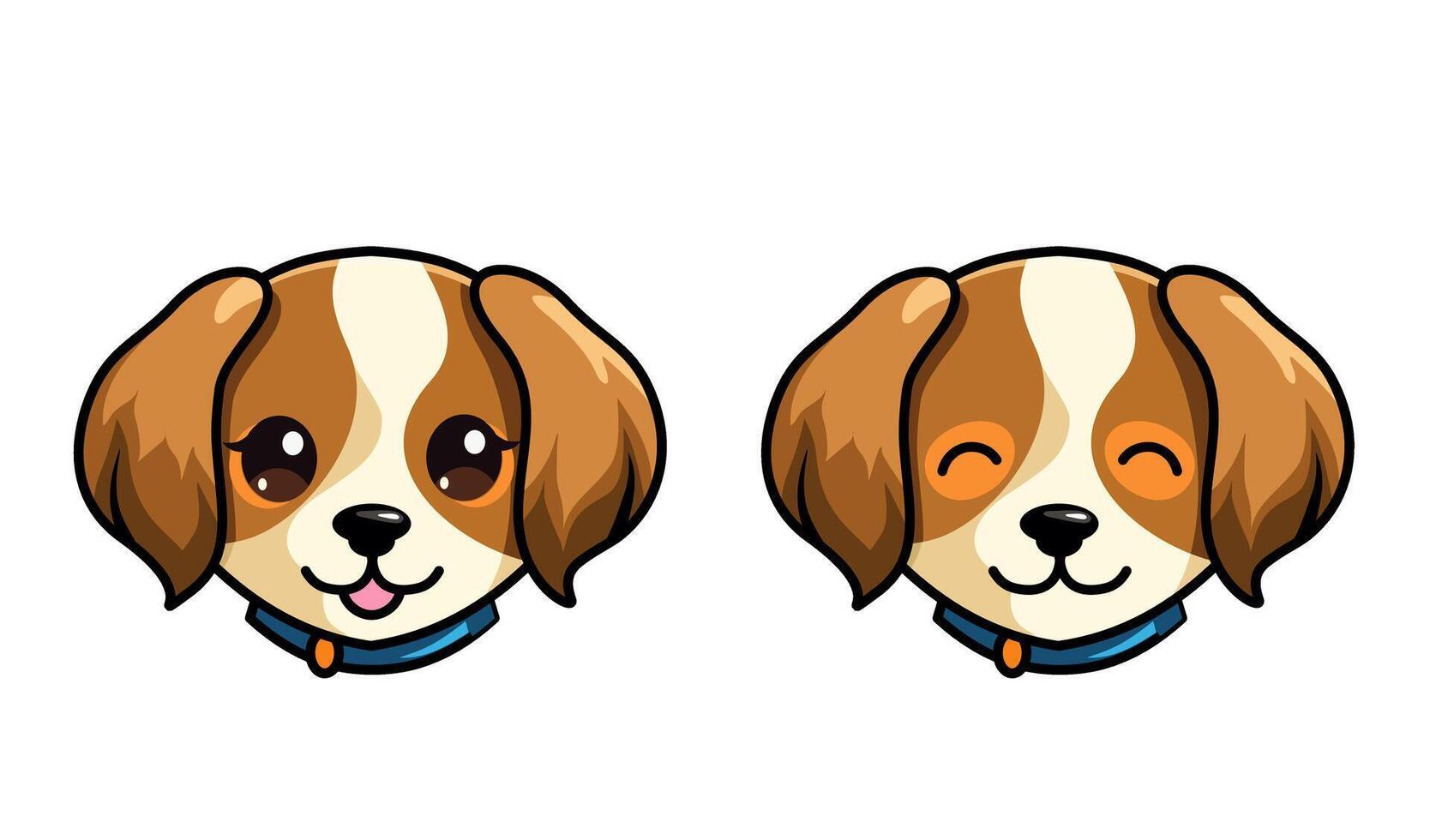 Cute cartoon puppy face set for icon or logo. Kawaii dog portrait ...
