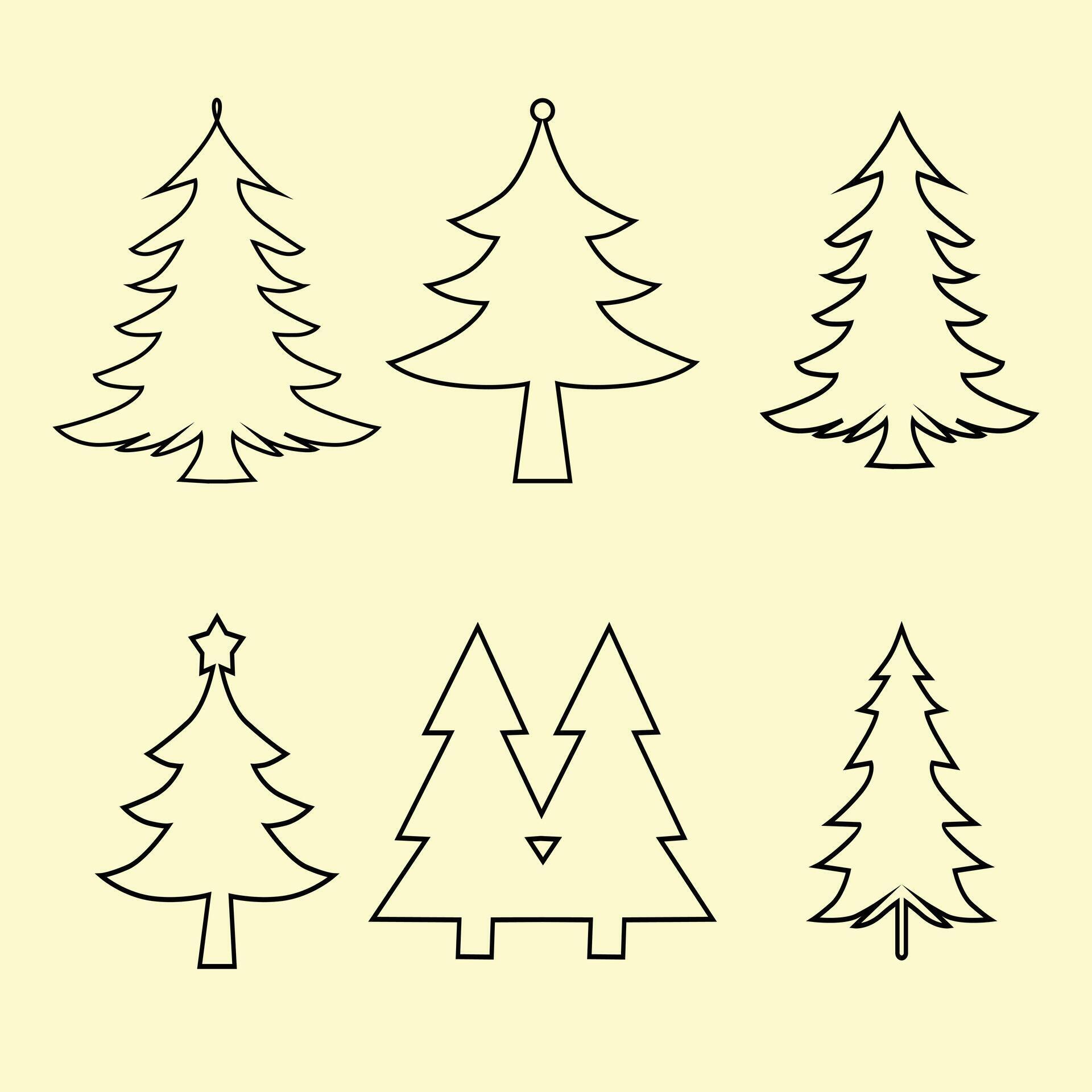christmas trees outline set of trees illustration 52351723 Vector Art ...
