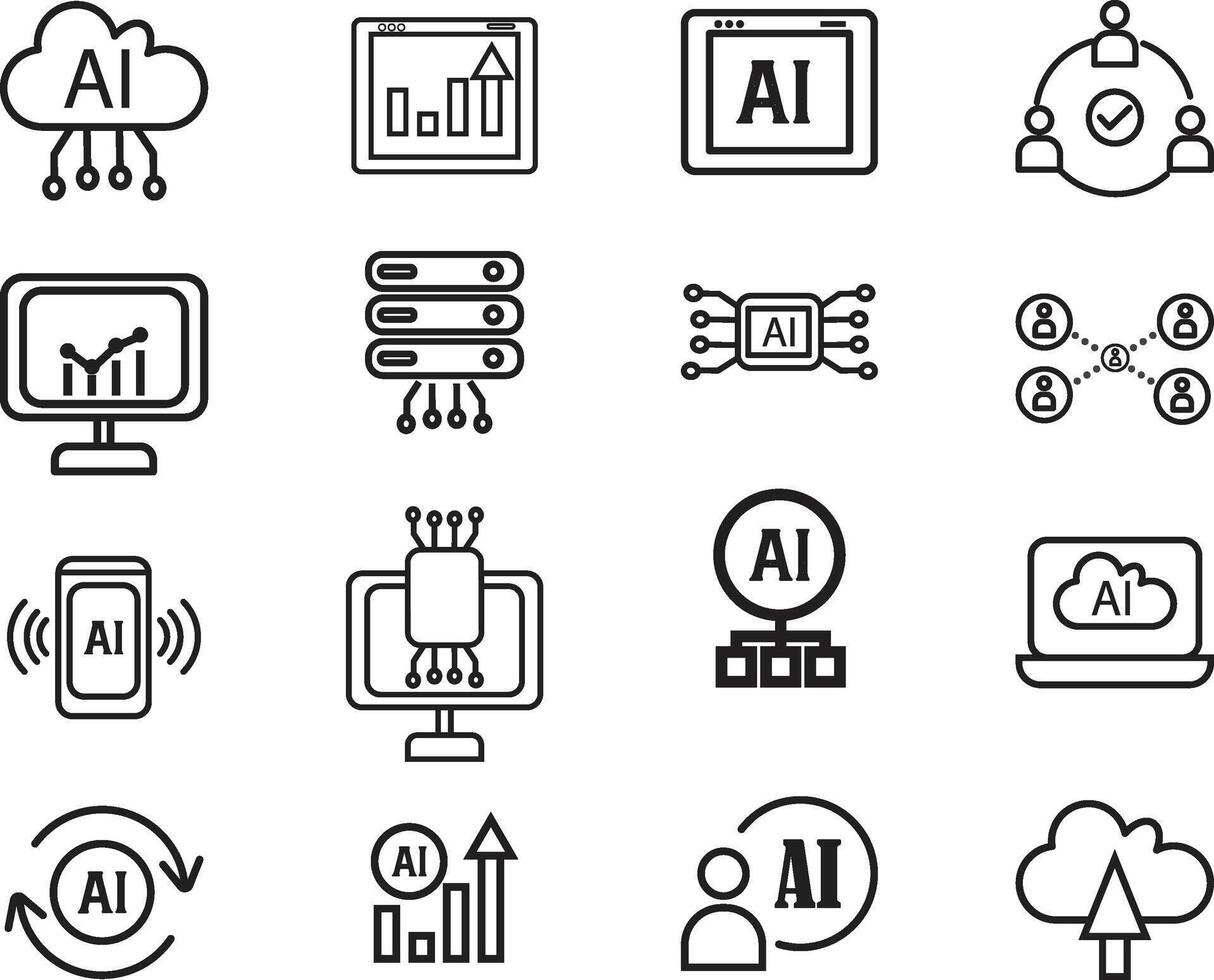 Set of artificial intelligence line icons 52364881 Vector Art at Vecteezy