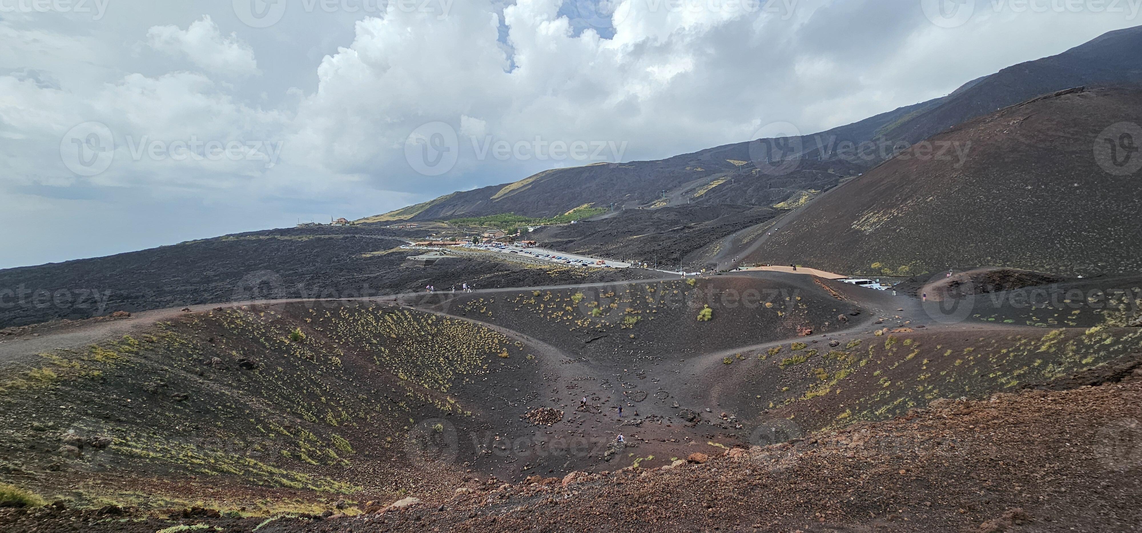 landscapes of mount etna, the active sicilian volcano. the hills and ...