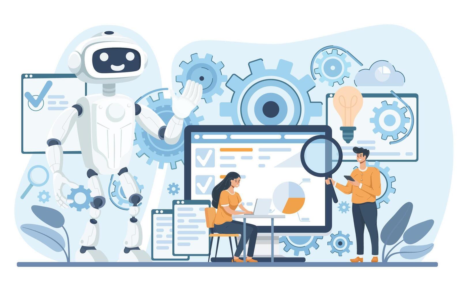 Robotic process automation. Artificial intelligence innovation technology concept. Web banner of ...