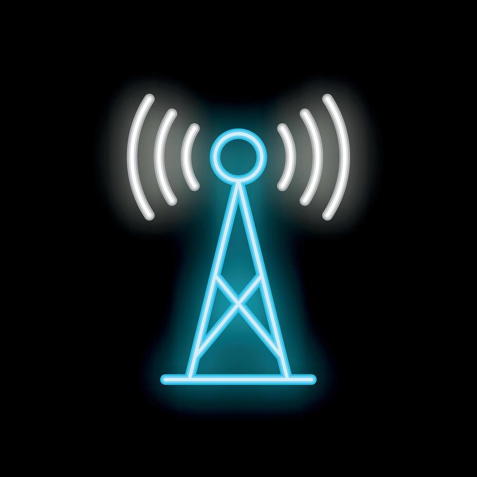 Neon icon of radio tower transmitting signals on black background 52371542 Vector Art at Vecteezy
