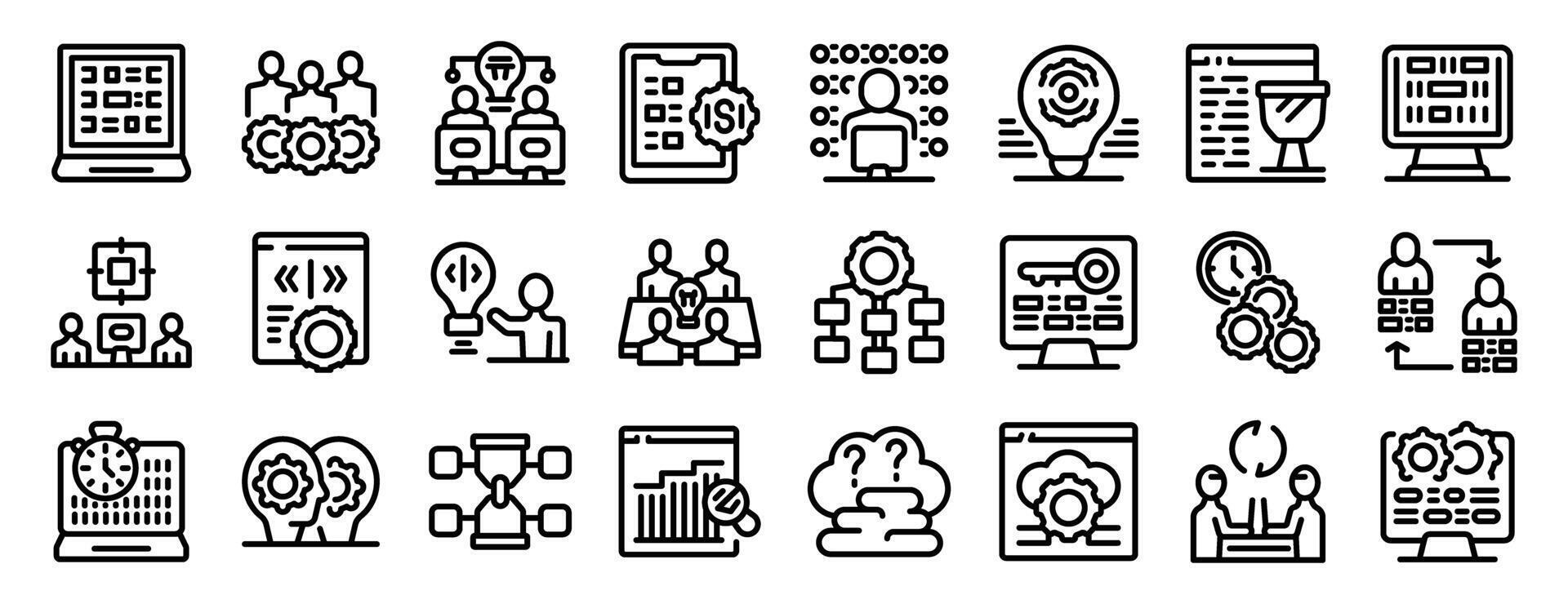 Hackathon Icon Set Icons Depicting Software Development Lifecycle Teamwork Coding Testing