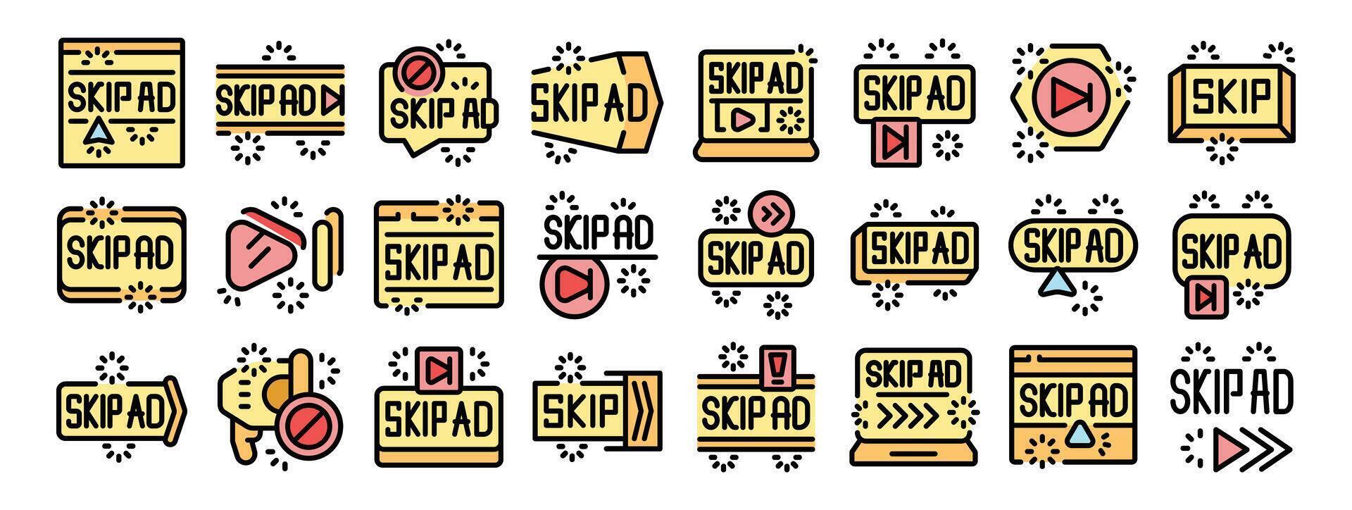 Skip ad buttons showing online advertisement skipping feature 52371920 Vector Art at Vecteezy