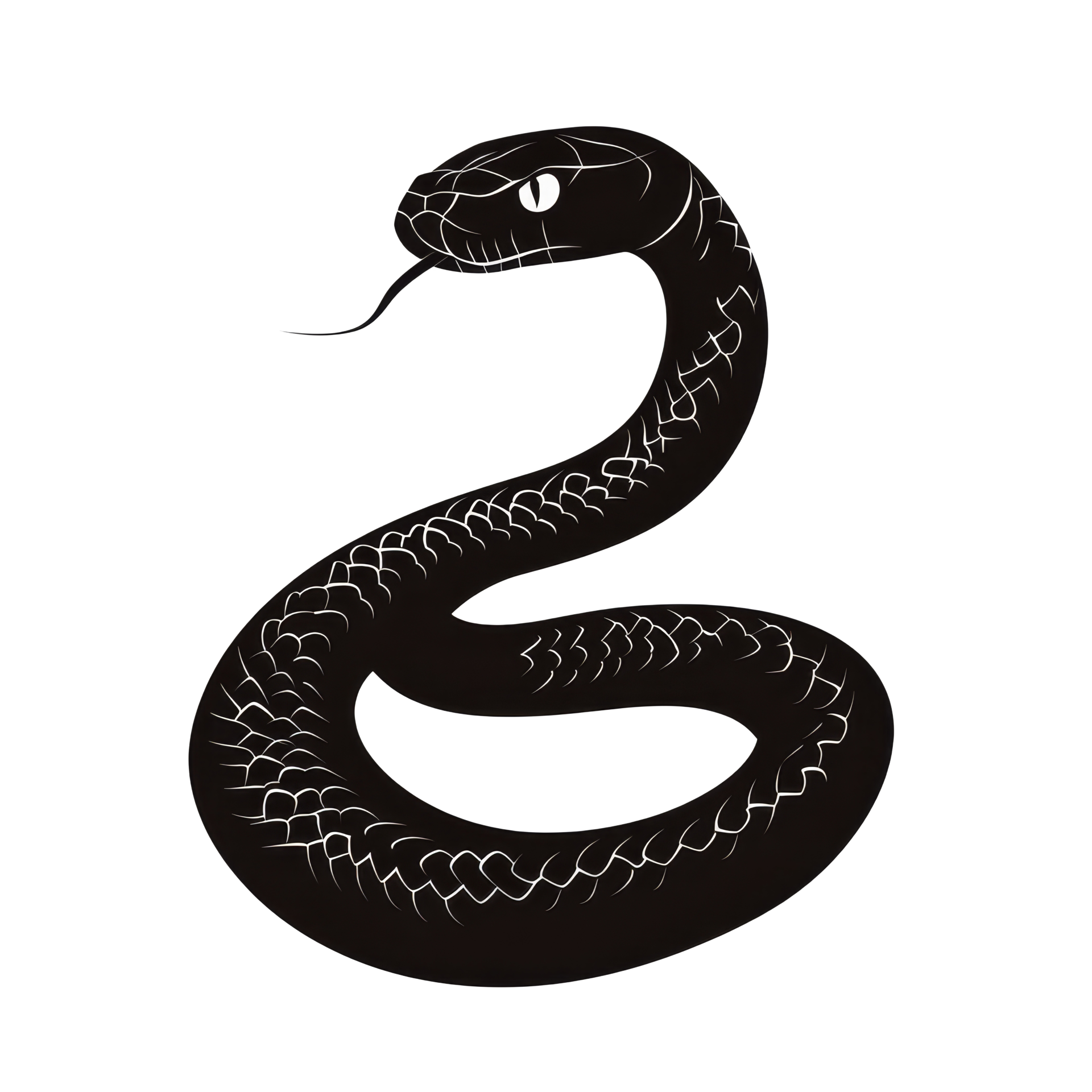 Isolated black snake silhouette coiling on a transparent background ...