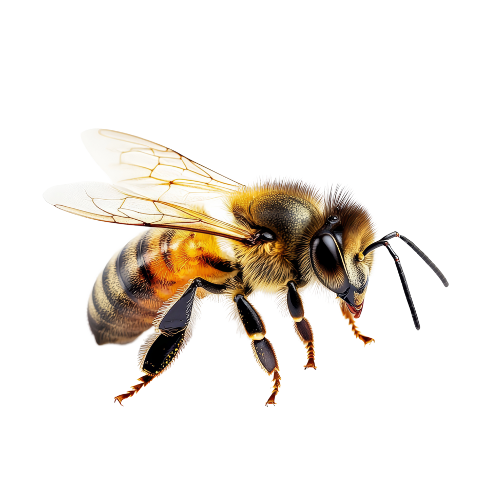 Honey bee walking on a transparent background, showcasing intricate ... Honey bee walking on a transparent background, showcasing intricate ...