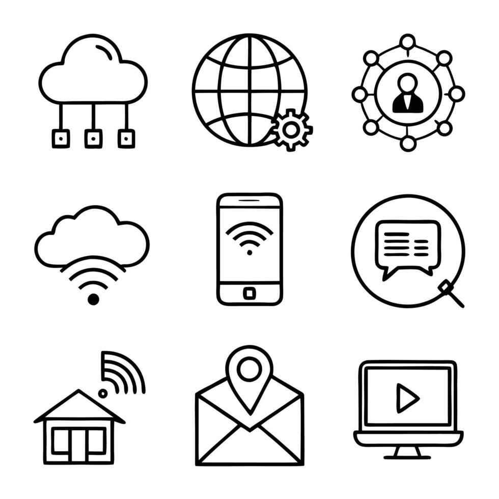 internet and cloud icons set, illustration 52404074 Vector Art at Vecteezy