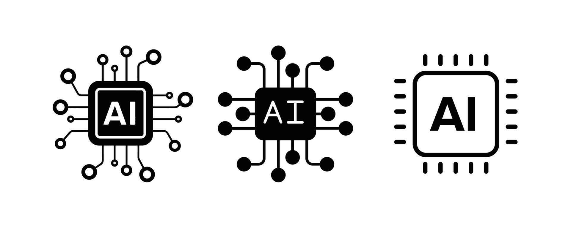 Artificial intelligence AI processor chip icon.AI Processor circuit set ... Artificial intelligence AI processor chip icon.AI Processor circuit set ...