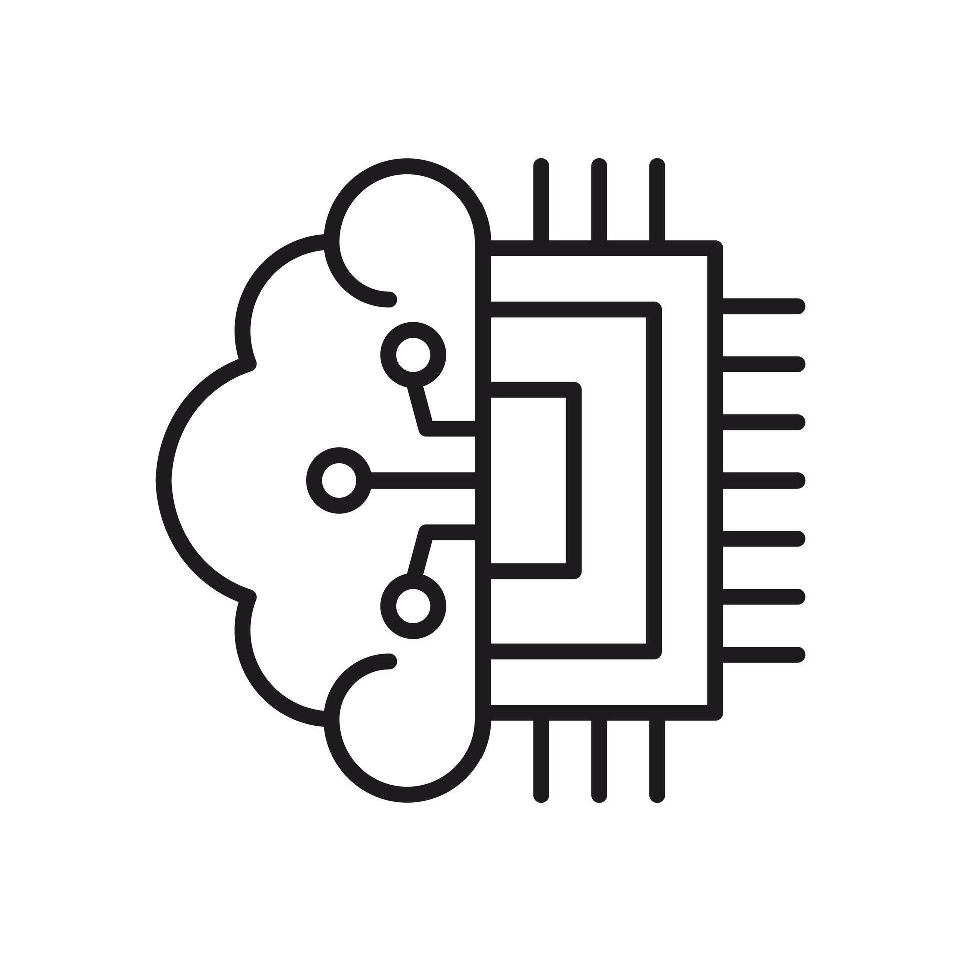 icon Cloud computing, data processing, and artificial intelligence concept. Suitable for ...