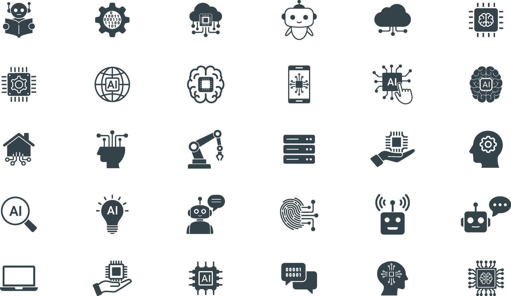 Artificial Intelligence Icons Set, Machine Learning, Automation, Data. Illustration 52423981 ...