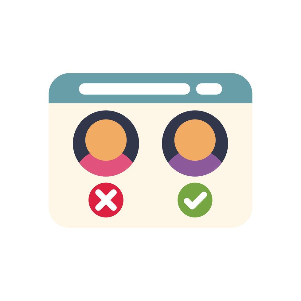 Website showing user profiles with checkmark and cross mark icons for feedback 52437958 Vector ...